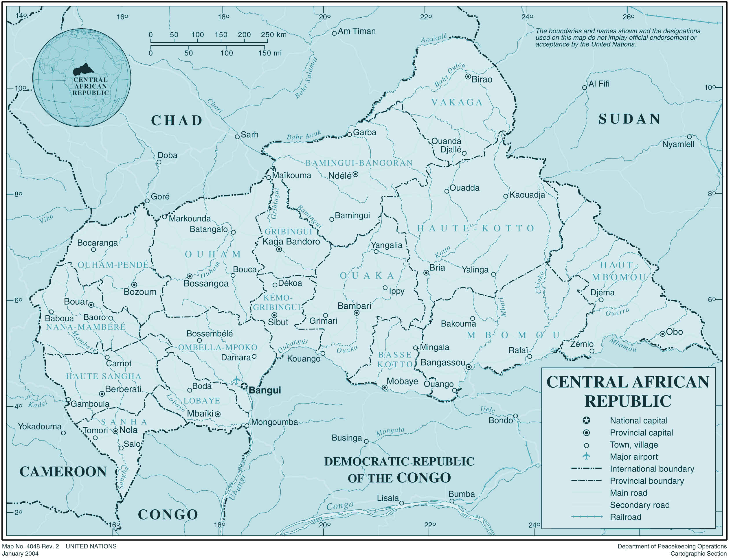 Detailed political and administrative map of Central African Republic ...