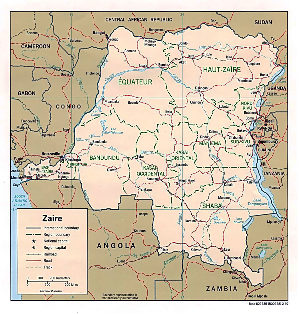 Detailed political map of Congo Democratic Republic. Congo Democratic ...