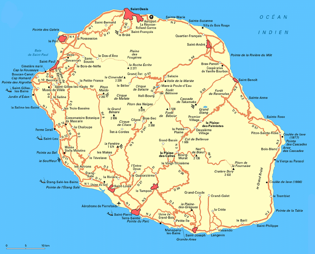Detailed Road Map Of Reunion Reunion Detailed Road Map Vidiani Detailed Road Map Of Reunion Reunion Detailed Road Map Vidiani