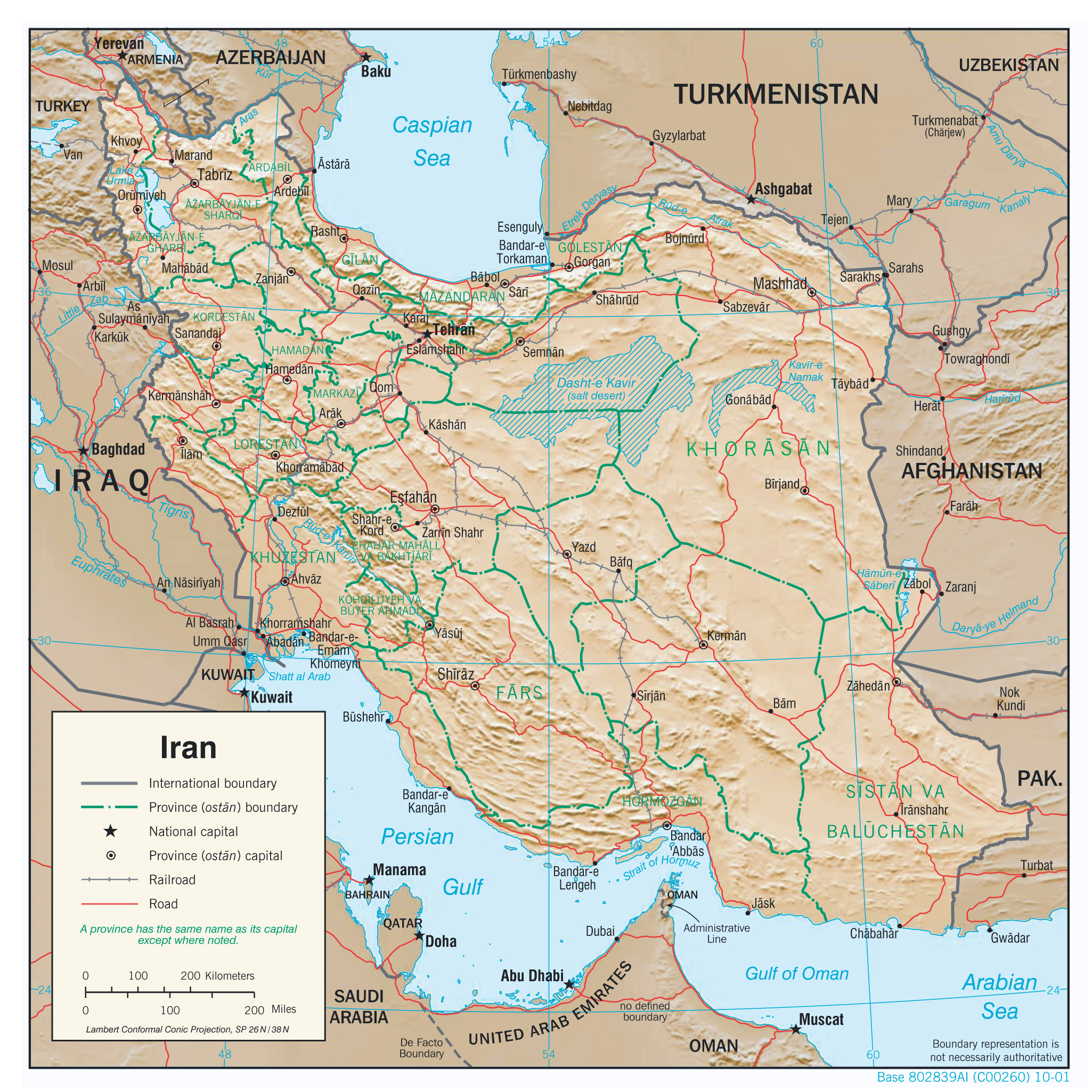 Iranian Plateau Physical Map