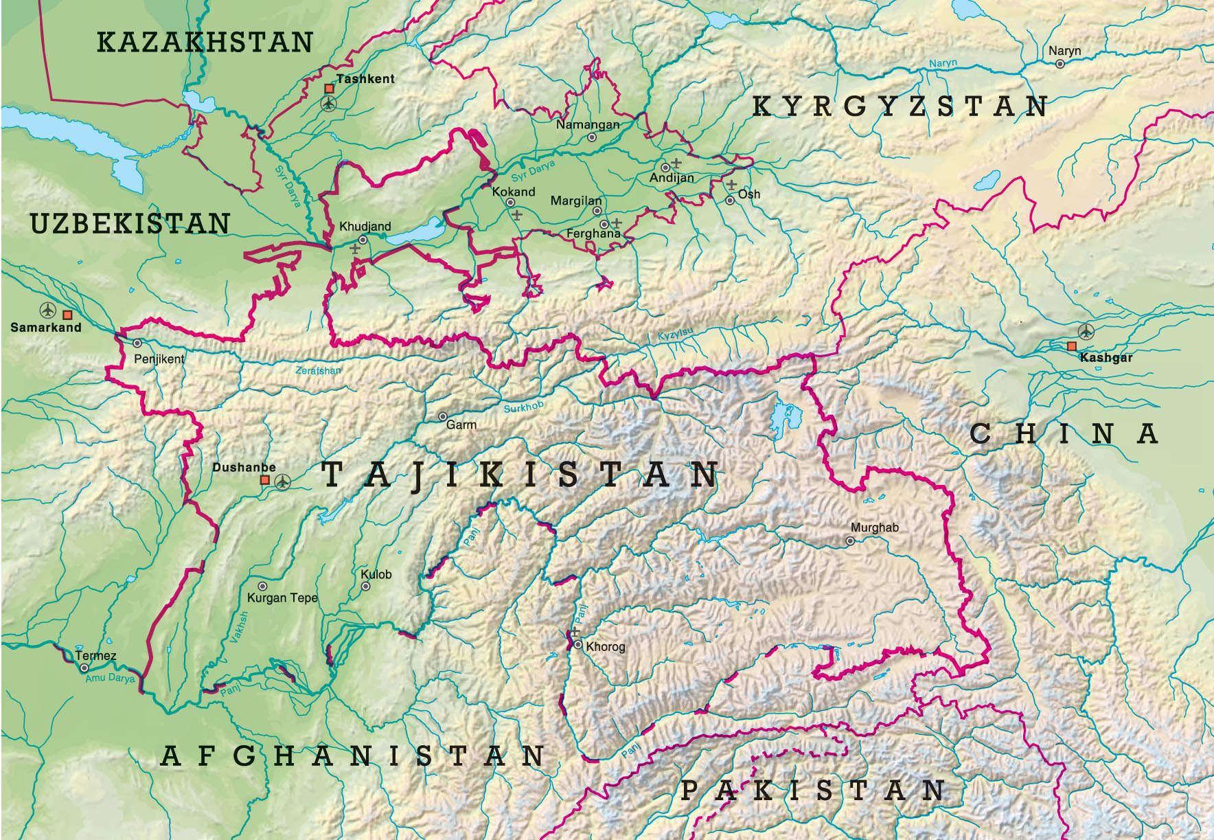 Large detailed relief map of Tajikistan. Tajikistan large detailed ... Large detailed relief map of Tajikistan. Tajikistan large detailed ...