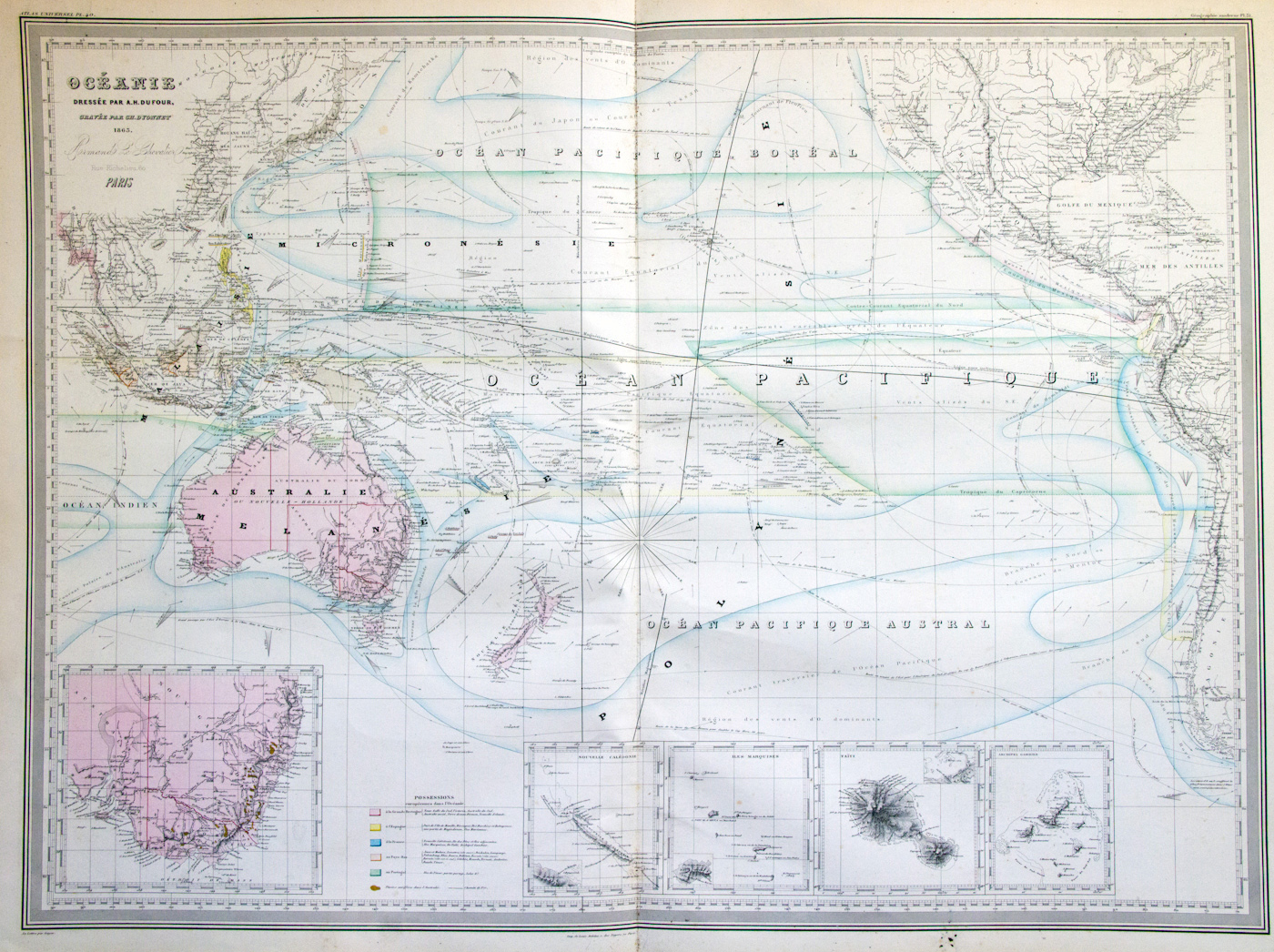 Large detailed old map of Australia and Oceania 1863. Australia and ...