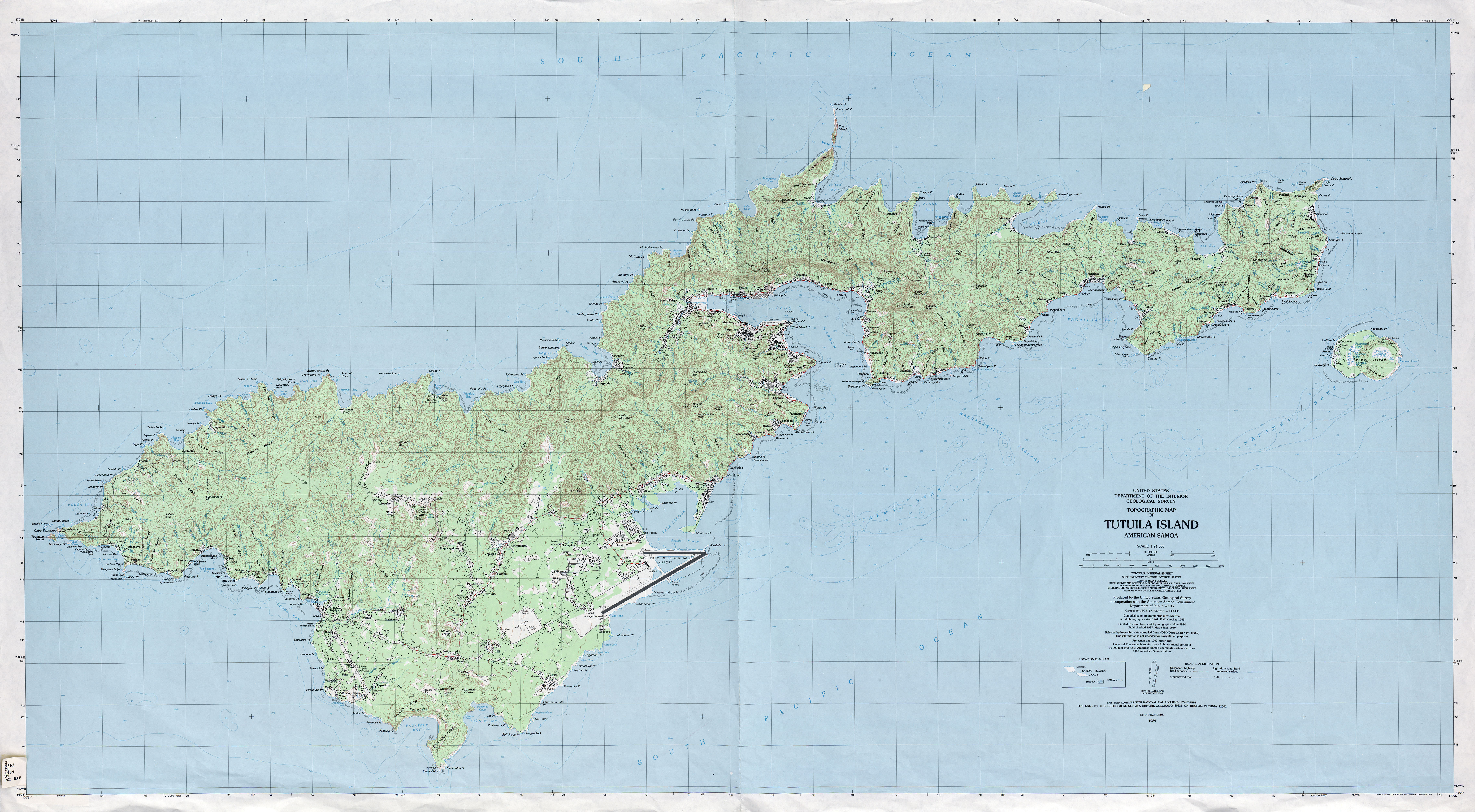 Large detailed topographical map of Tutuila Island American Samoa ... Large detailed topographical map of Tutuila Island American Samoa ...