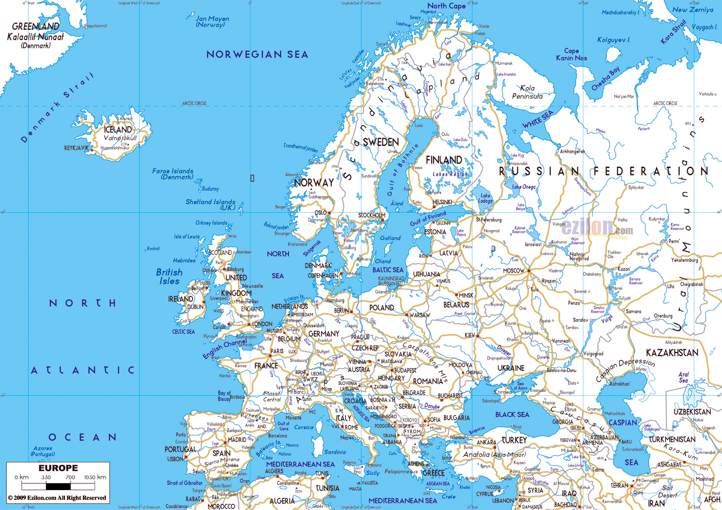 Detailed roads map of Europe with capitals and major cities | Vidiani ... Detailed roads map of Europe with capitals and major cities | Vidiani ...
