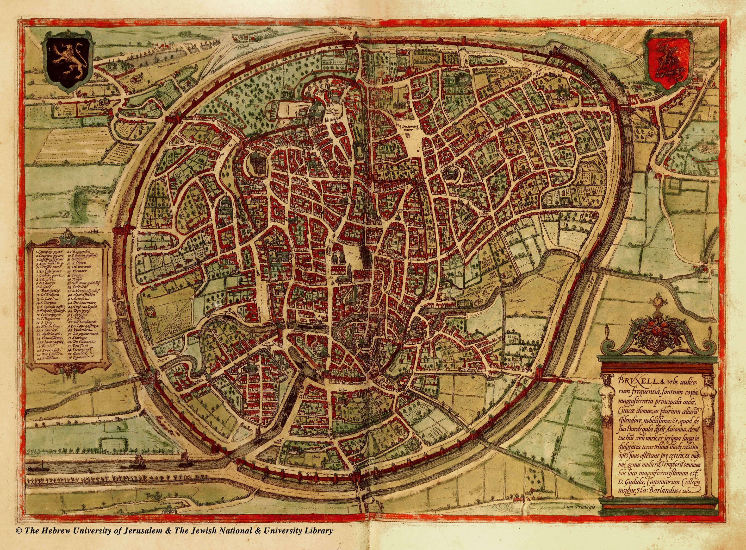 Large detailed medieval map of Brussels city. Brussels city large detailed medieval map ...