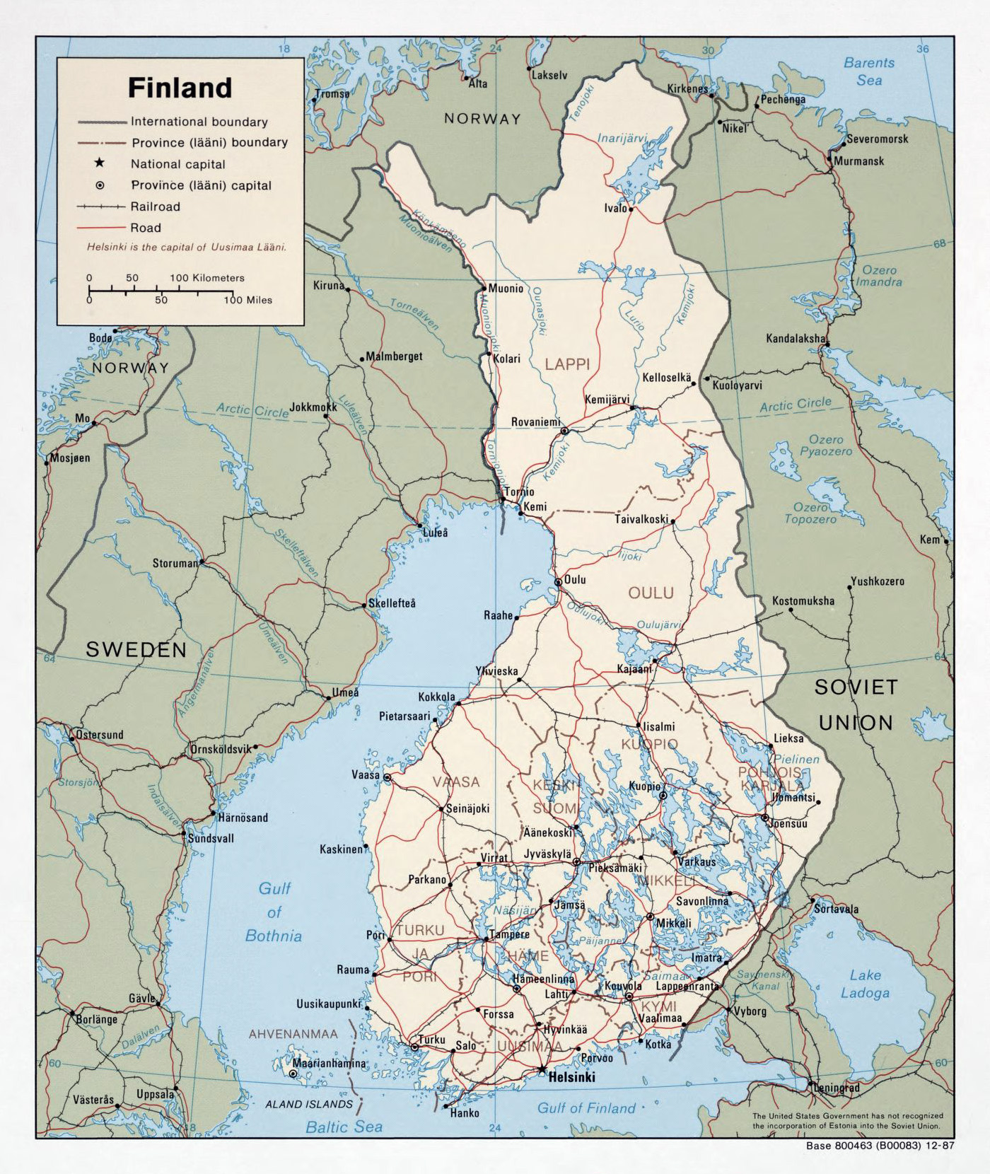 Large political and administrative map of Finland with roads and major ...