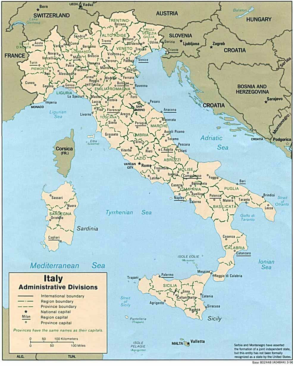 Detailed Political Map Of Italy Italy Detailed Political Map Vidiani