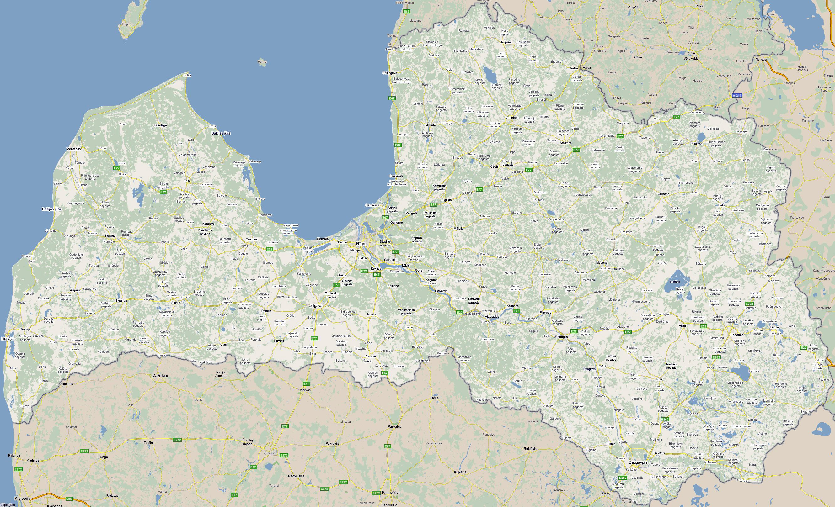Large detailed roads map of Latvia with cities. Latvia large detailed roads map with cities ...