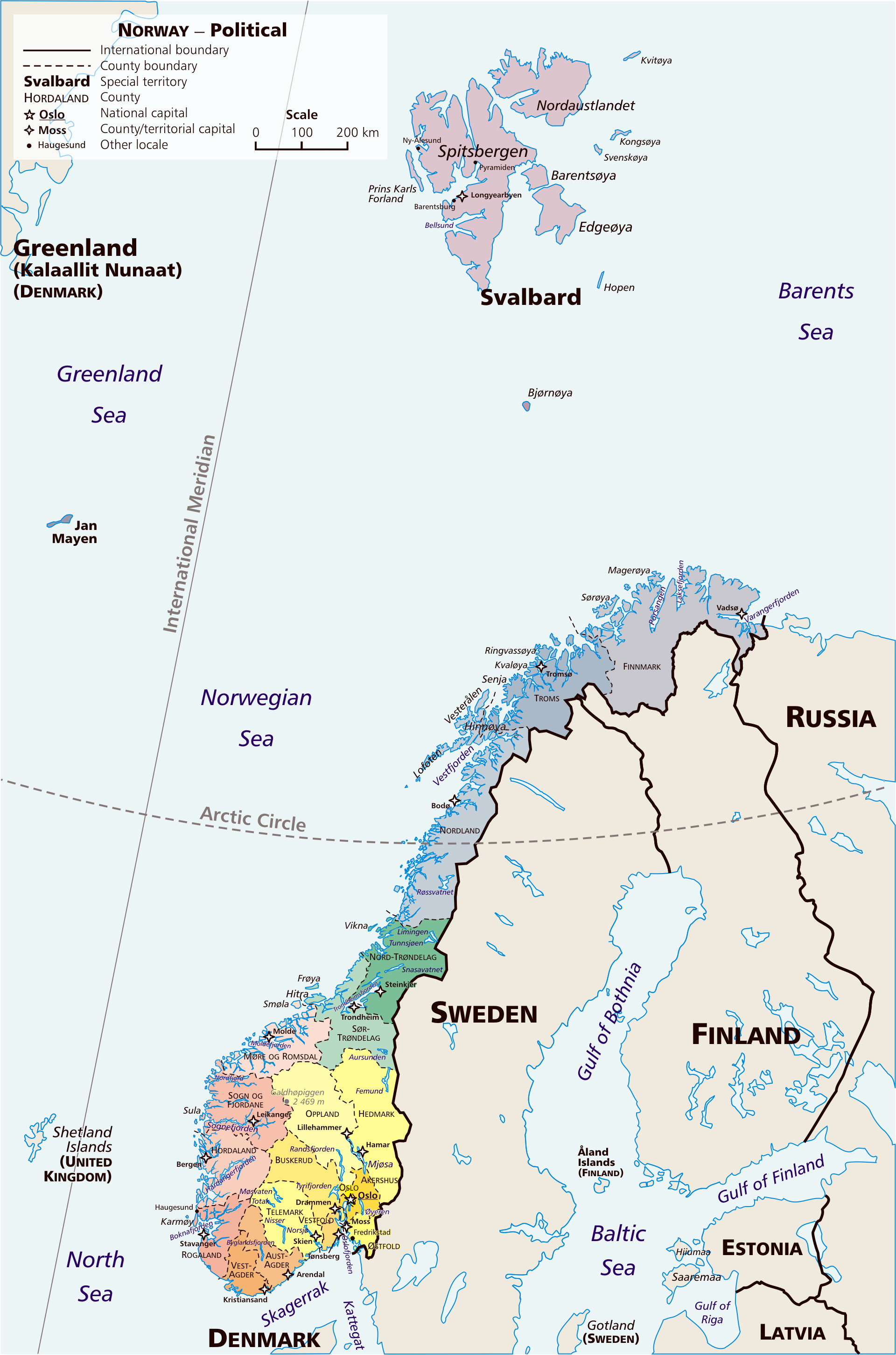 Large political map of Norway with administrative divisions. Norway ... Large political map of Norway with administrative divisions. Norway ...