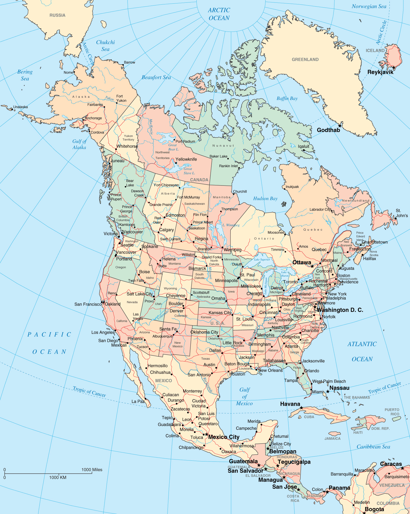 Large detailed political and administrative map of North America ... Large detailed political and administrative map of North America ...