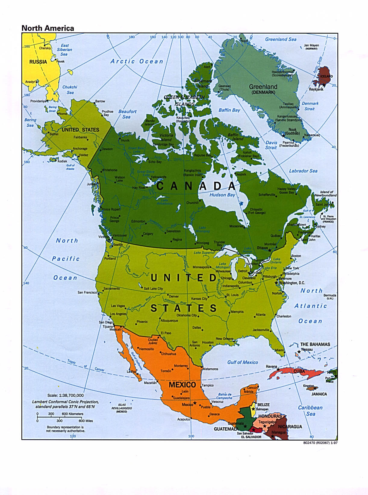 Large political map of North America. North America large political map ... Large political map of North America. North America large political map ...