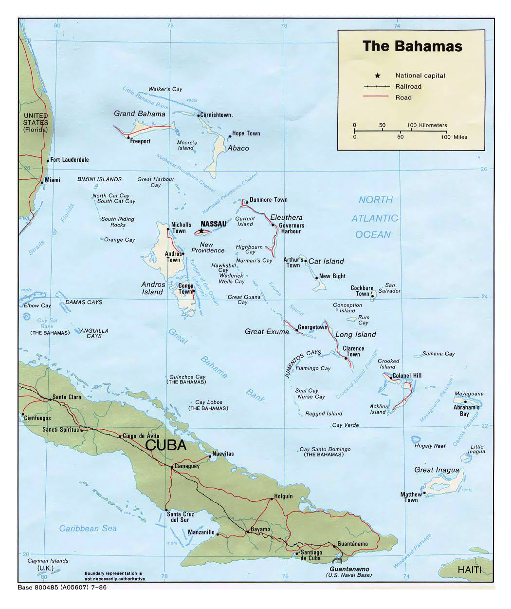 Large detailed political and road map of Bahamas. Bahamas large ...