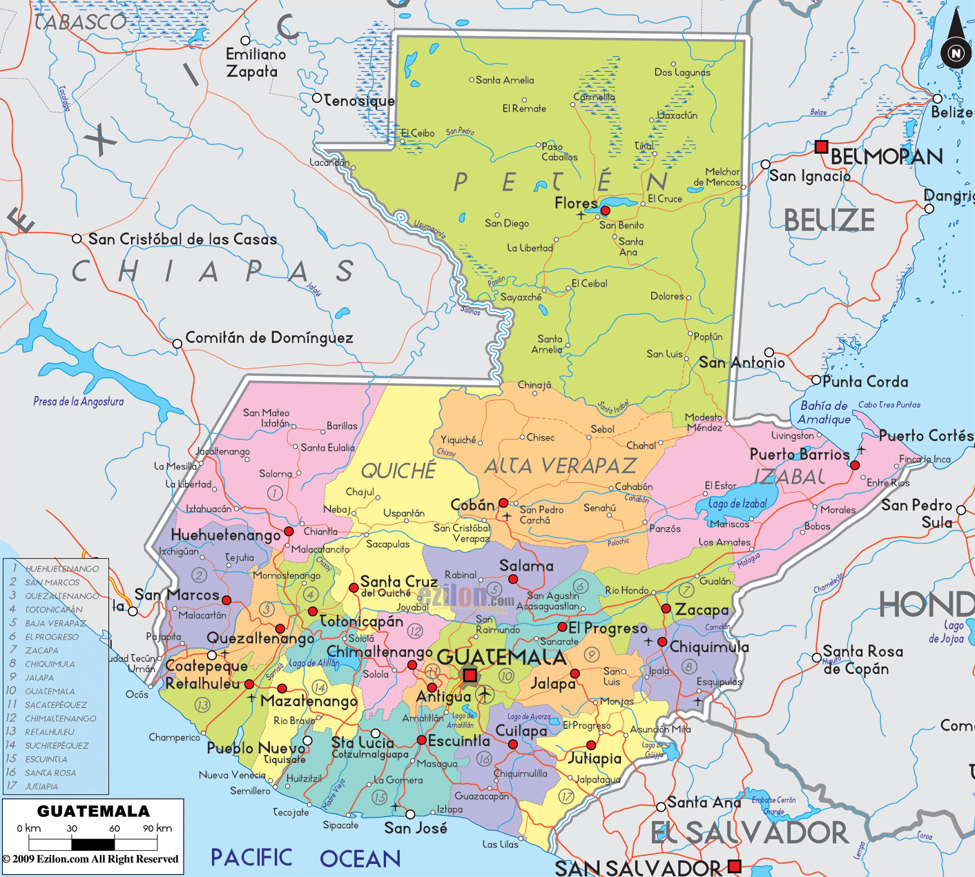 Large detailed road and administrative map of Guatemala. Guatemala ... Large detailed road and administrative map of Guatemala. Guatemala ...