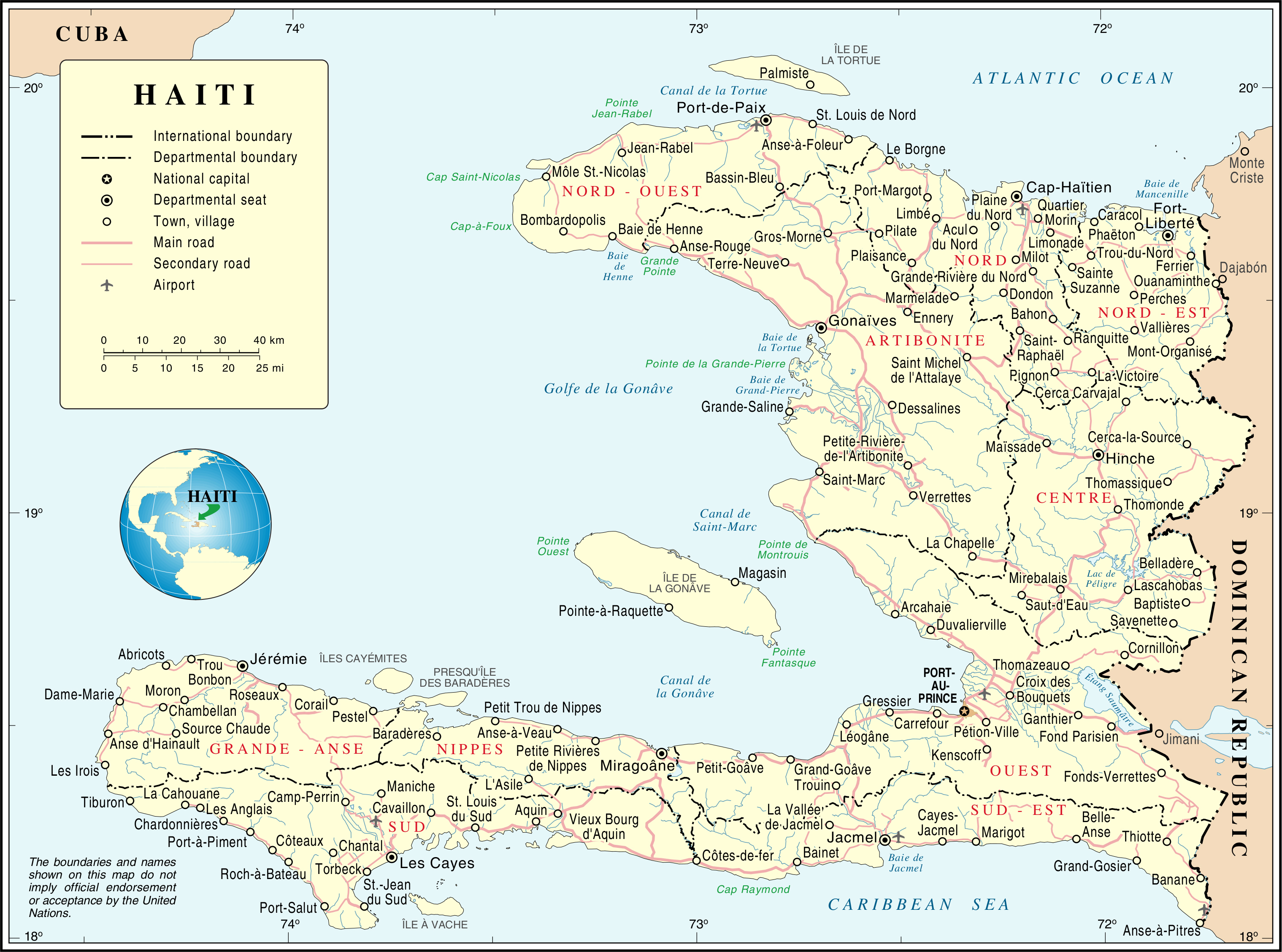 Large Detailed Road And Administrative Map Of Haiti Haiti Large