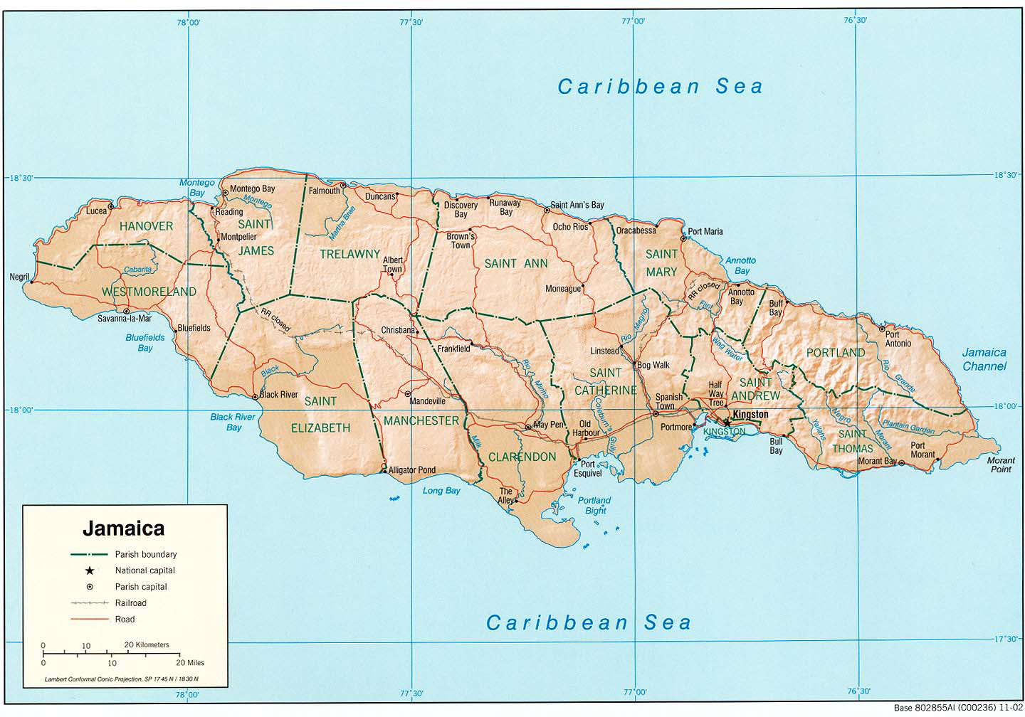Large detailed administrative and relief map of Jamaica. Jamaica large ... Large detailed administrative and relief map of Jamaica. Jamaica large ...