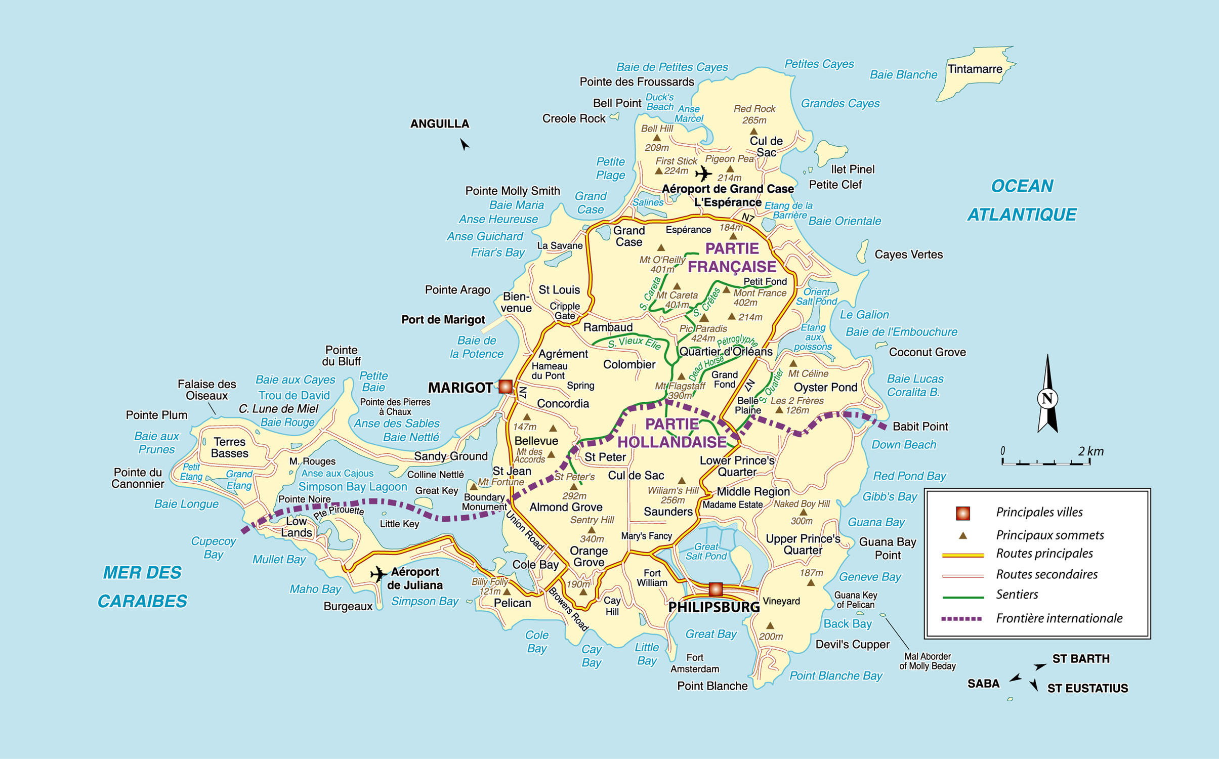 Large detailed road map of Saint Martin island. St. Maarten island ... Large detailed road map of Saint Martin island. St. Maarten island ...