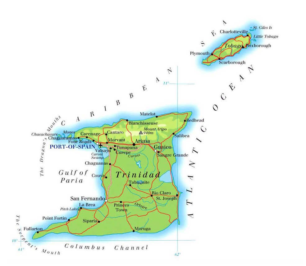 Large detailed road and physical map of Trinidad and Tobago. Trinidad ... Large detailed road and physical map of Trinidad and Tobago. Trinidad ...