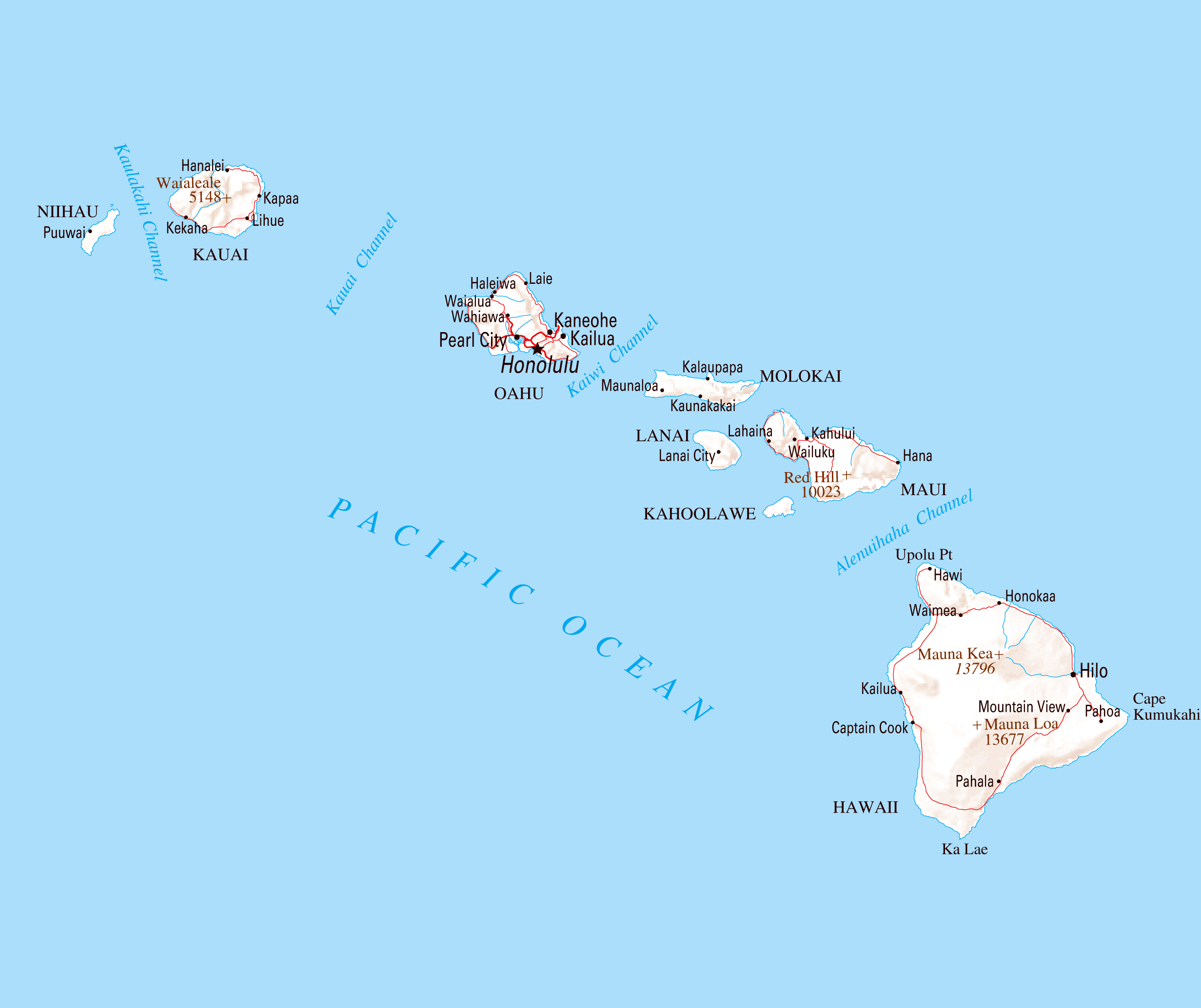 Detailed map of Hawaii state with roads. Hawaii state detailed map with ... Detailed map of Hawaii state with roads. Hawaii state detailed map with ...