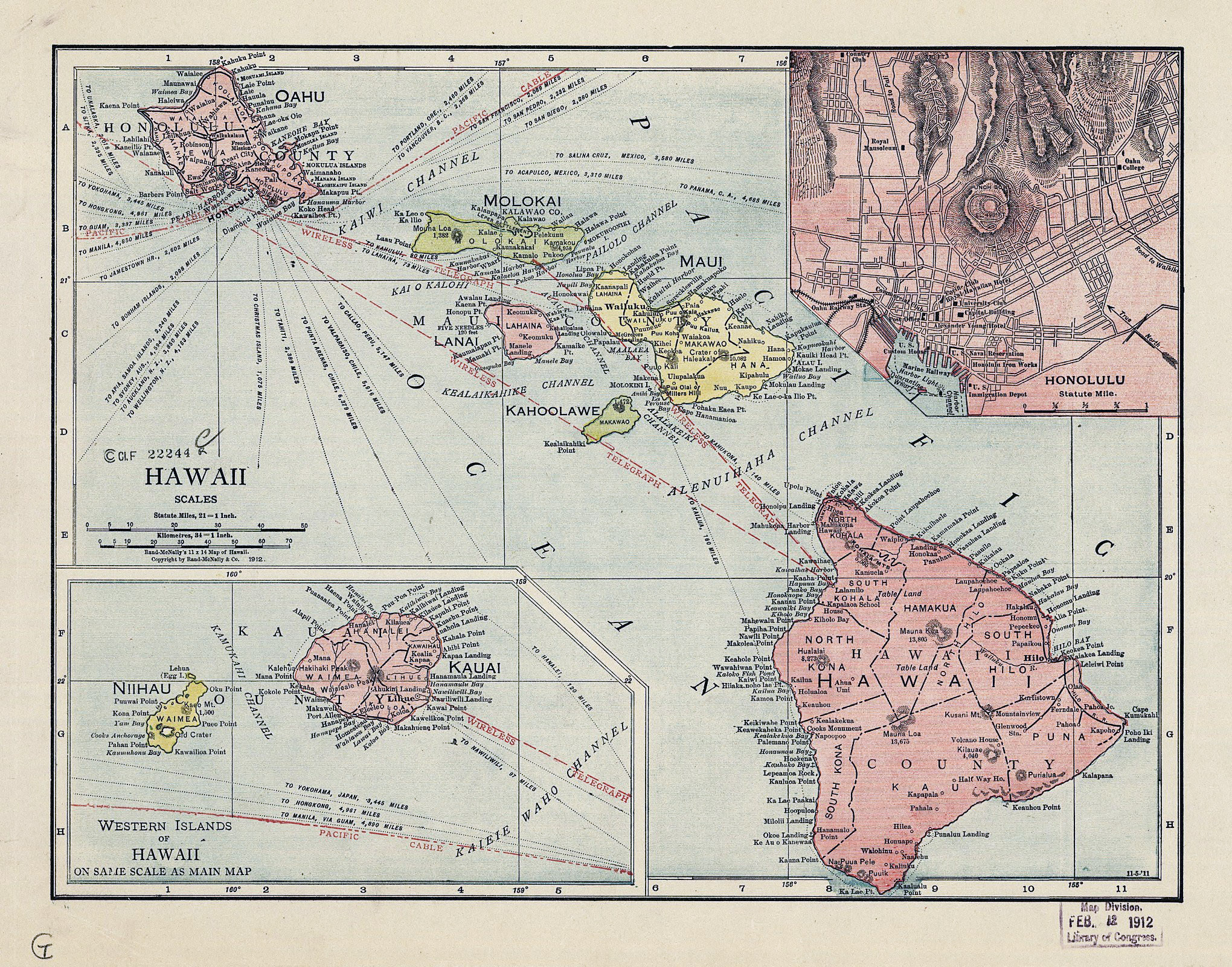 Large old administrative map of Hawaii – 1912. Hawaii large old administrative map – 1912 ...