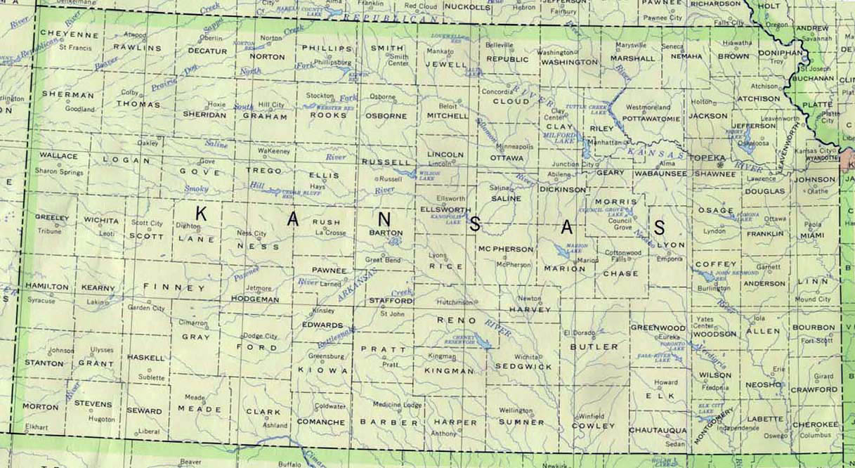 Detailed map of Kansas state. Kansas state detailed map | Vidiani.com ...
