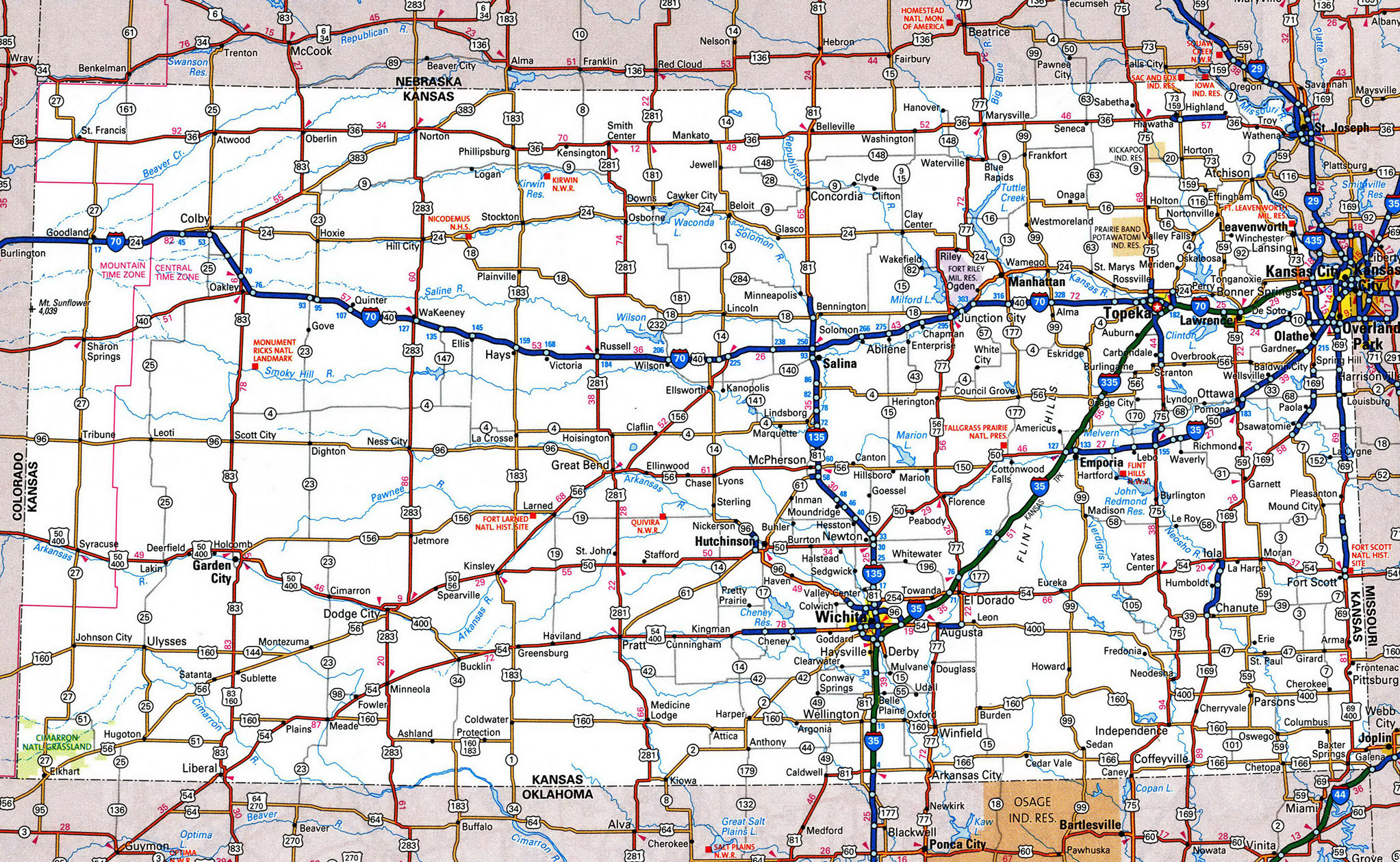 Laminated Map Large Detailed Roads And Highways Map Of Kansas State ... Laminated Map Large Detailed Roads And Highways Map Of Kansas State ...