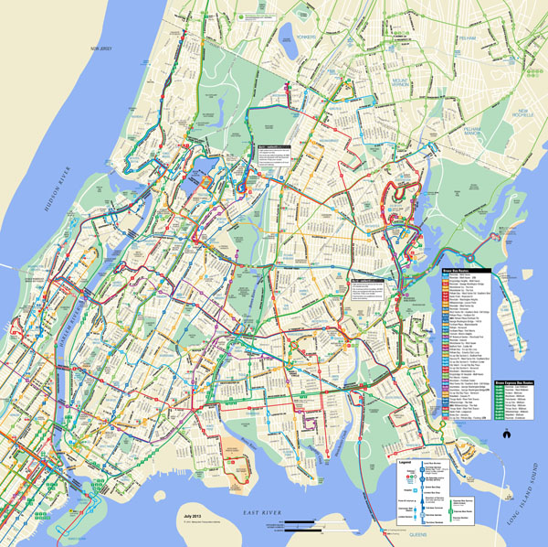 Large detailed Bronx bus map NYC. New York city, Bronx large detailed ...