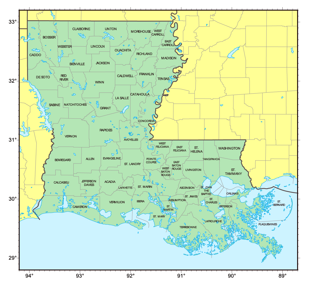 Large administrative map of Louisiana state. Louisiana state large ... Large administrative map of Louisiana state. Louisiana state large ...