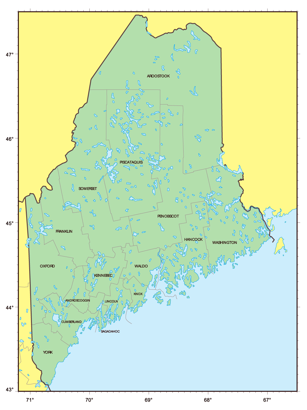 Detailed administrative map of Maine state. Maine state detailed ...