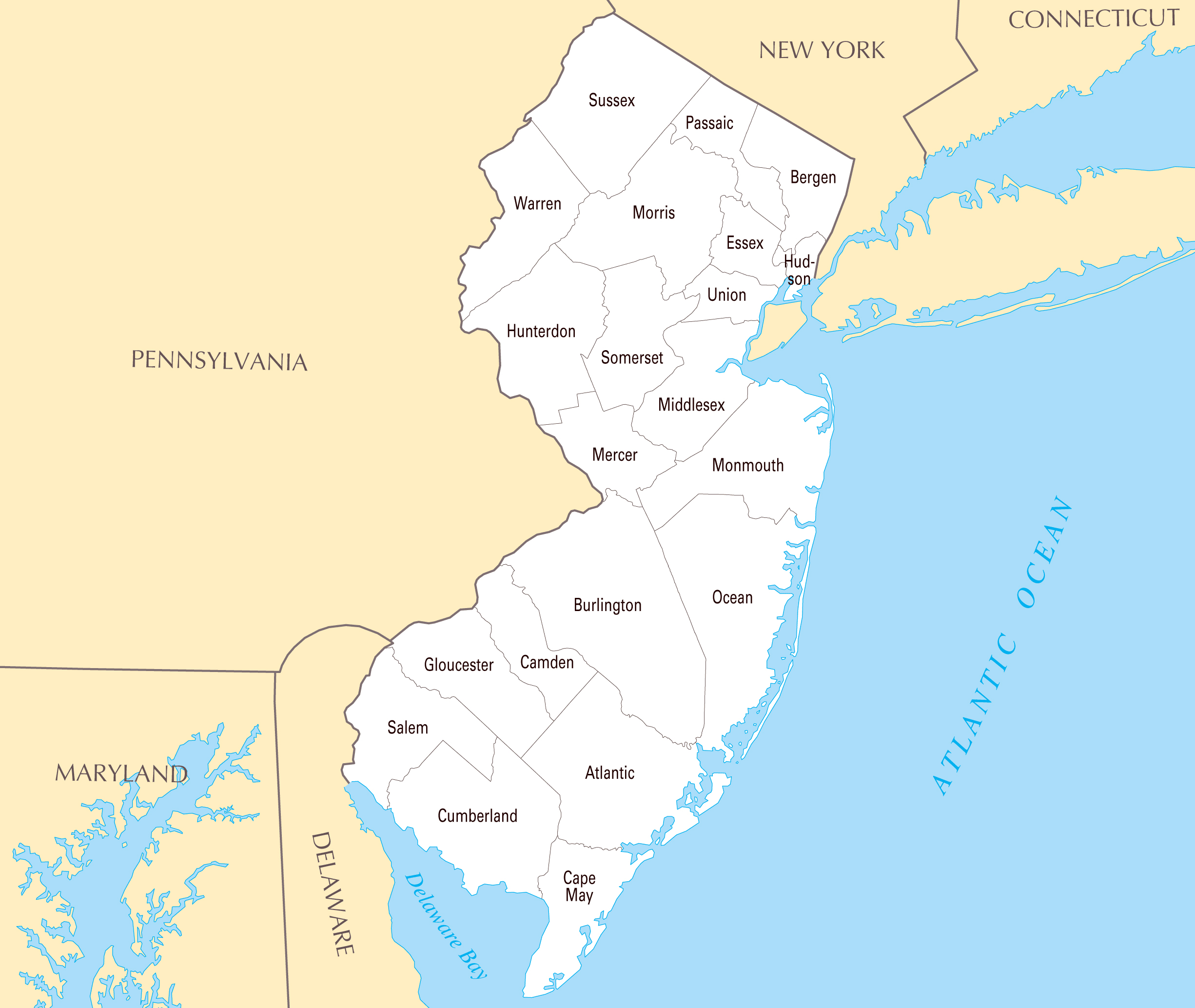 Large administrative map of New Jersey state. New Jersey state large ... Large administrative map of New Jersey state. New Jersey state large ...