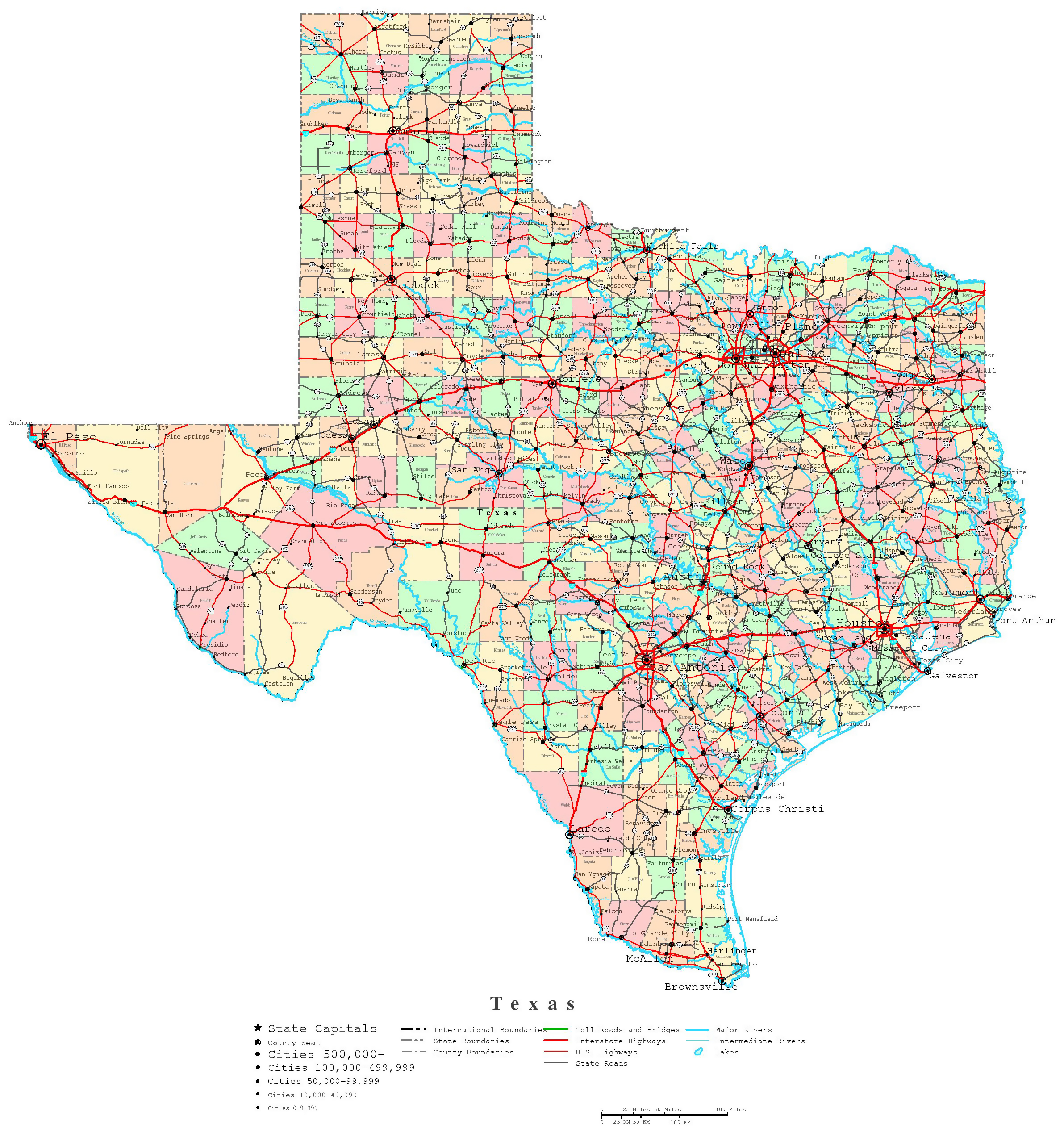 Large detailed administrative map of Texas state with roads, highways ... Large detailed administrative map of Texas state with roads, highways ...