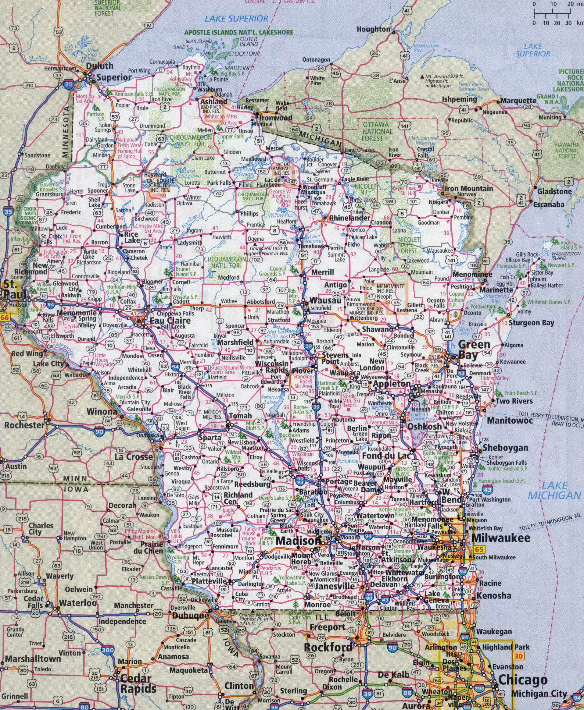 Large detailed roads and highways map of Wisconsin state with all ... Large detailed roads and highways map of Wisconsin state with all ...