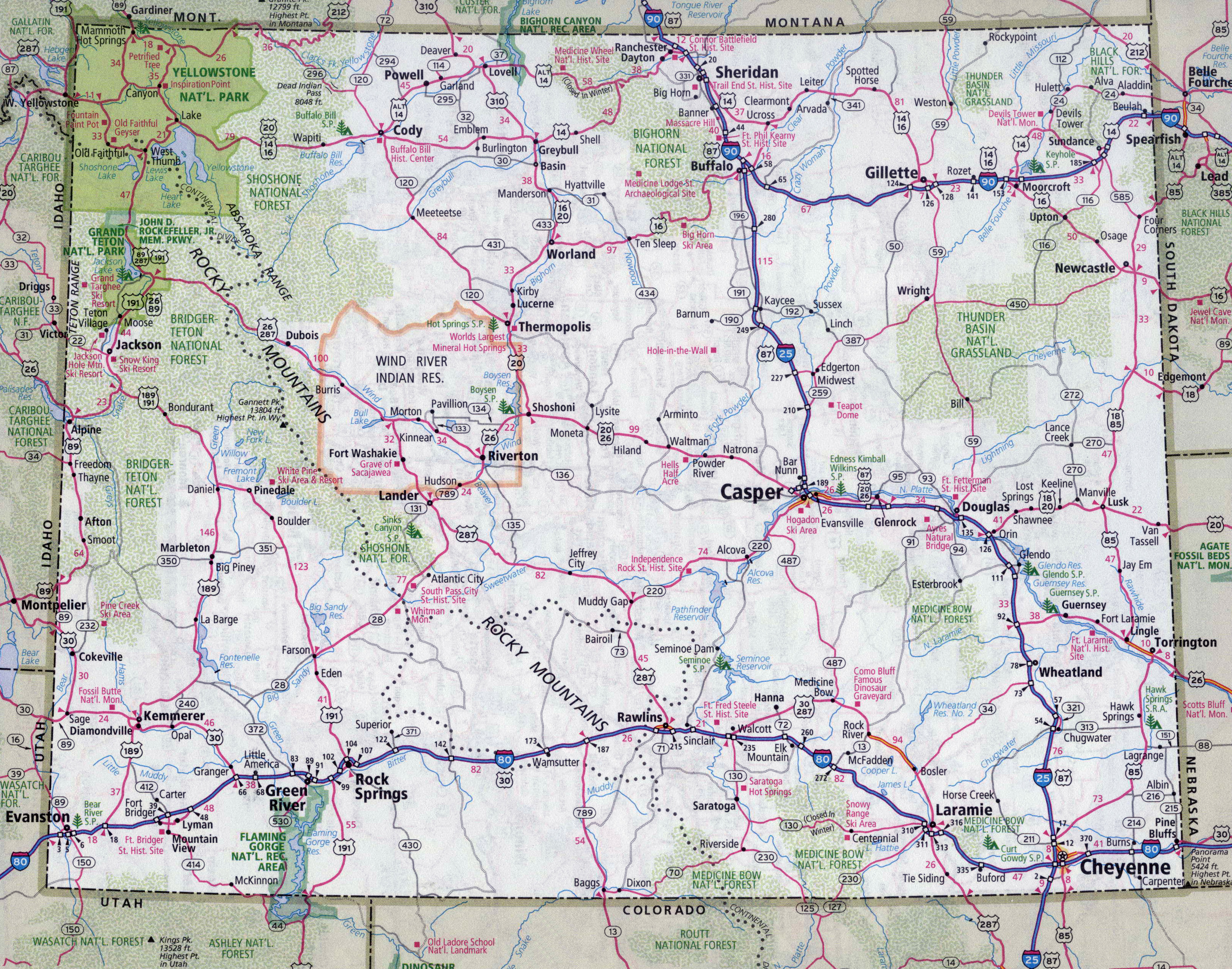 Large detailed roads and highways map of Wyoming state with all cities ... Large detailed roads and highways map of Wyoming state with all cities ...