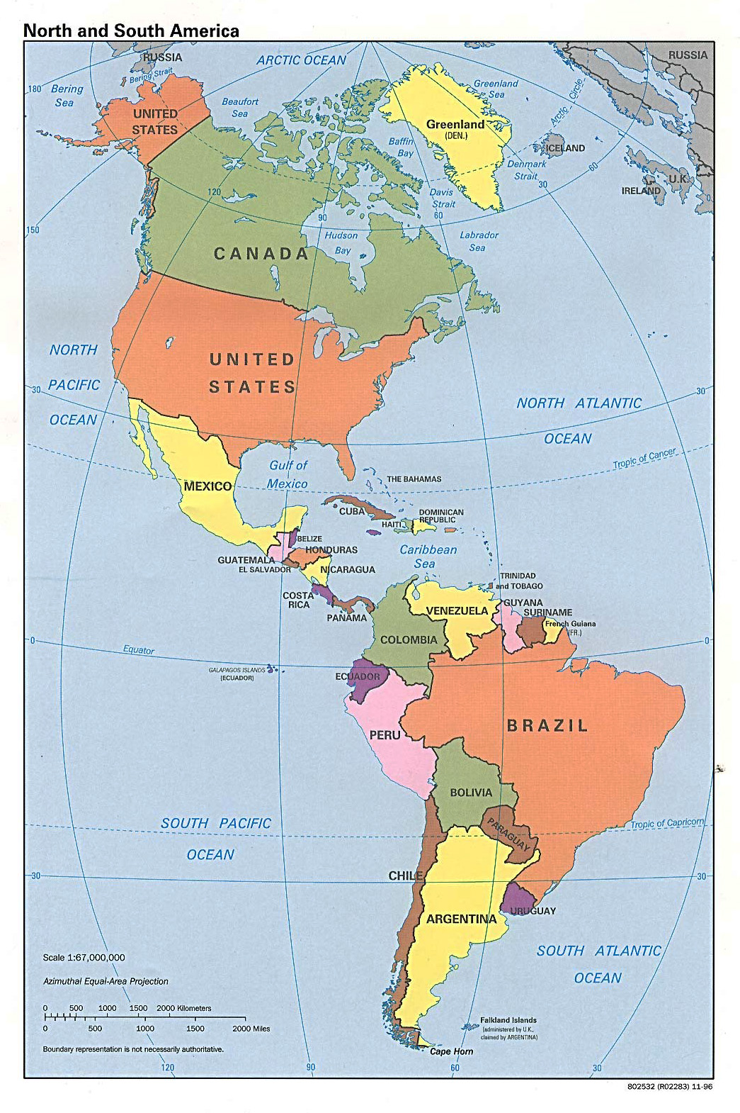 Detailed political map of North and South America – 1996 | Vidiani.com ...