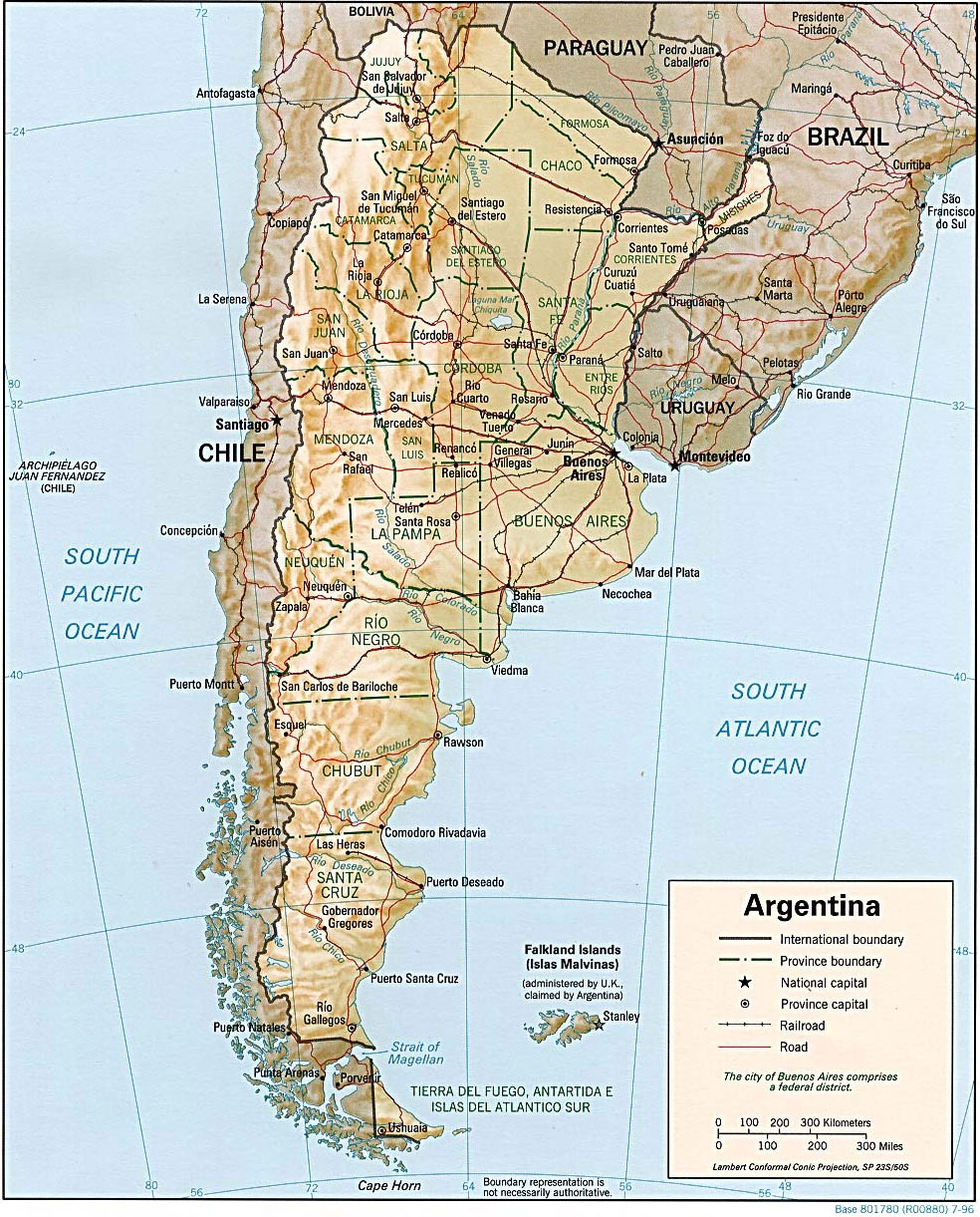 Large detailed relief and political map of Argentina. Argentina large ...
