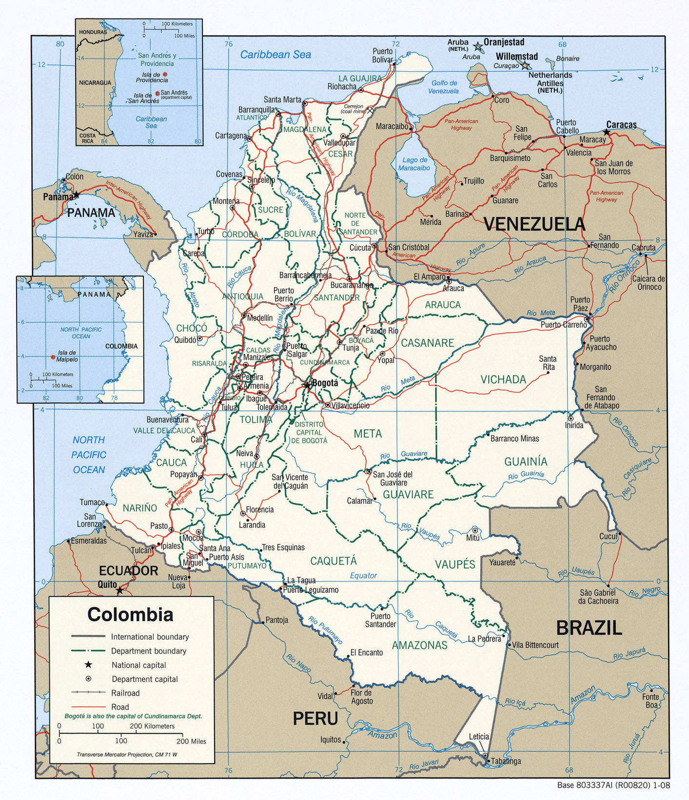 Large detailed political map of Colombia with major cities and roads ... Large detailed political map of Colombia with major cities and roads ...